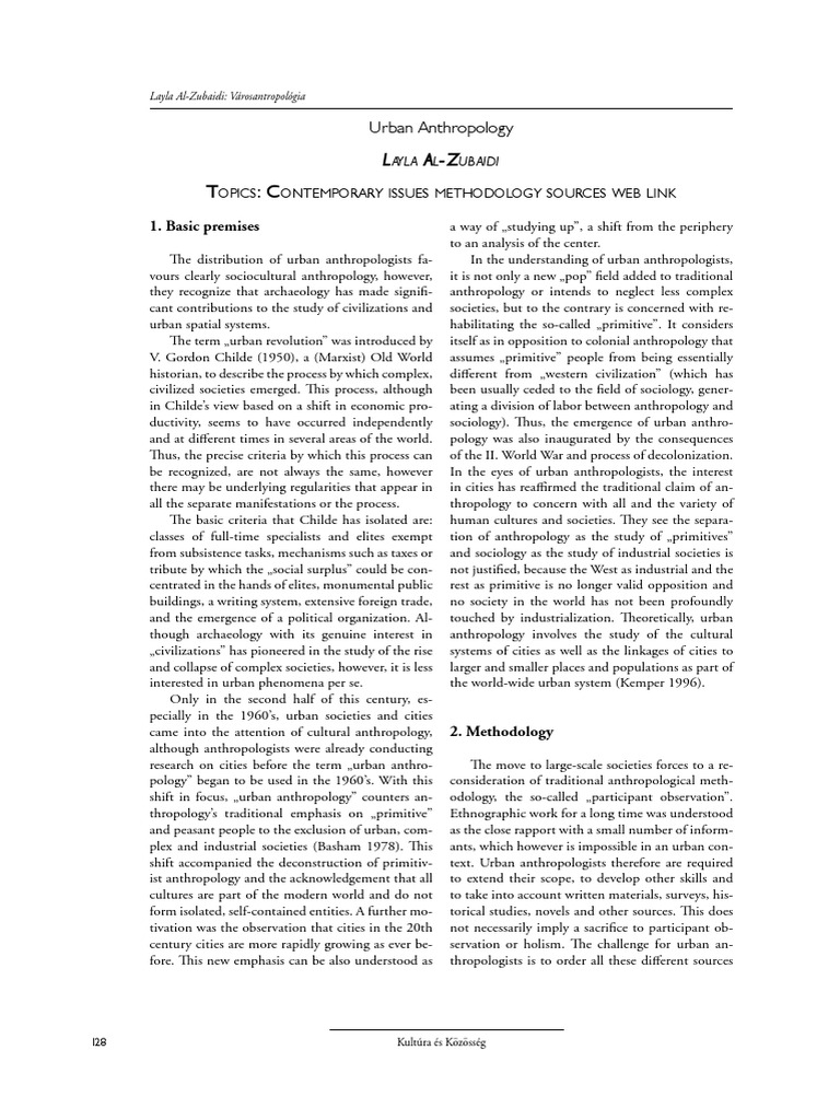 Urban Anthropology | Anthropology | Cultural Anthropology