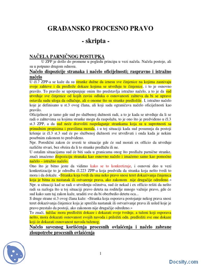 Gradjansko Procesno Pravo-Skripta-Pravosudni Ispit PDF | PDF