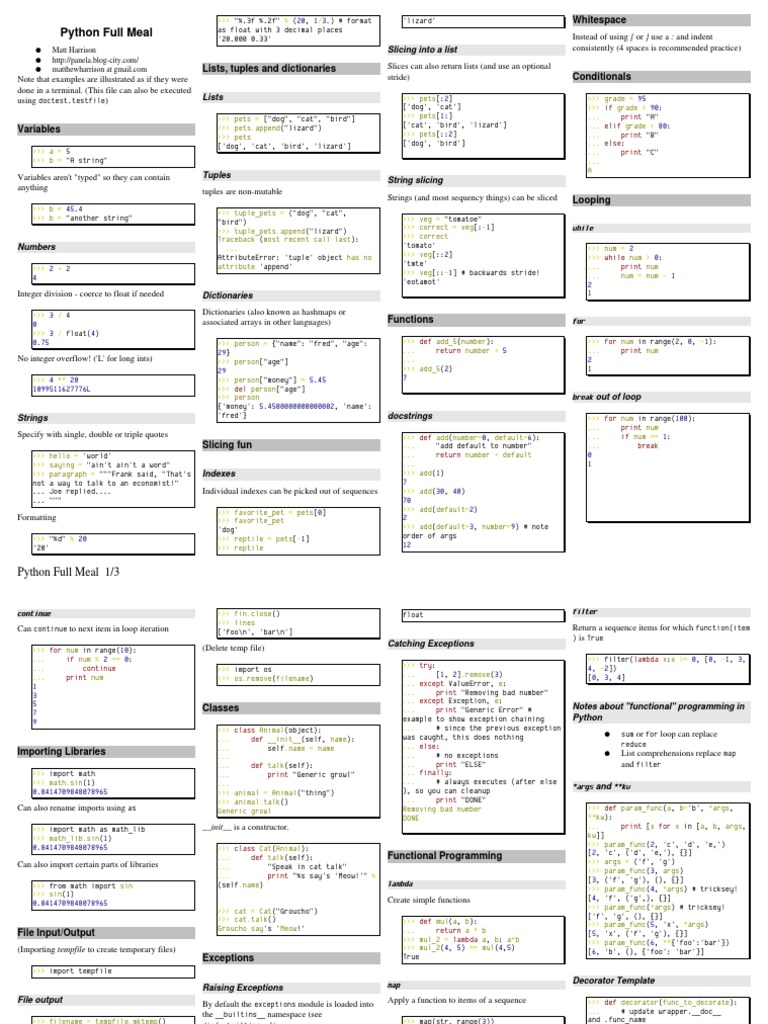 Python Full Meal Handout | Download Free PDF | Programming Paradigms ...
