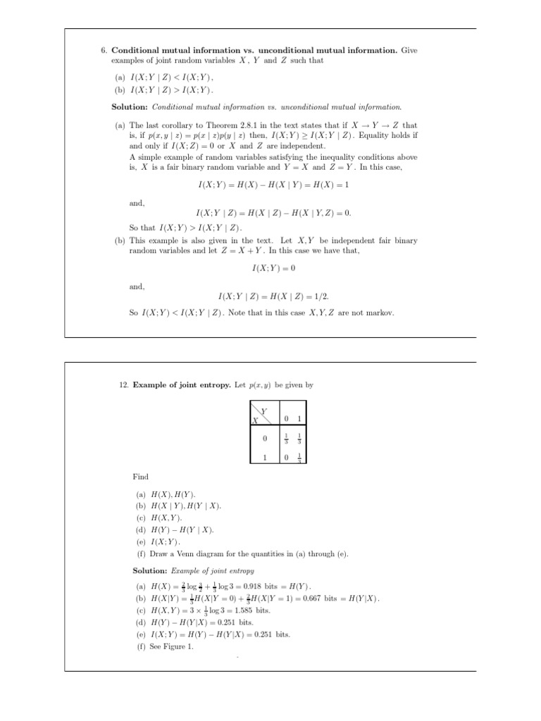 Entropy, Relative Entropy and Mutual Information | PDF | Logarithm | Infinity