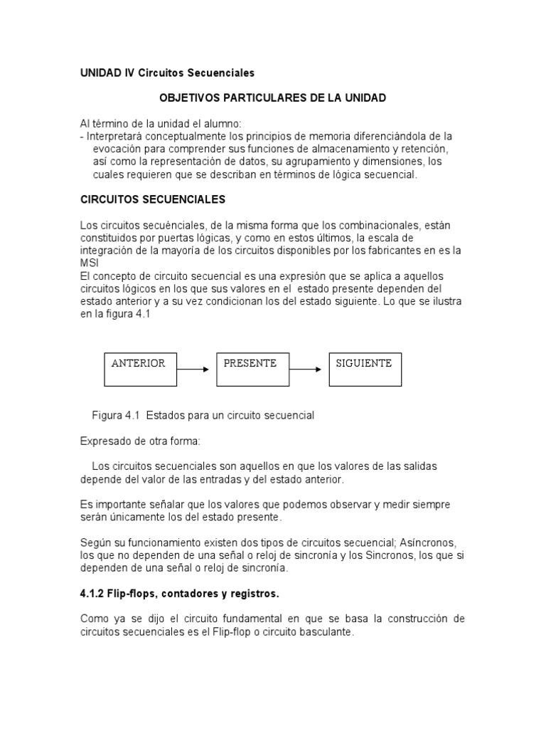 UNIDAD IV Circuitos Secuenciales | PDF | Electromagnetismo | Tecnología de información y ...
