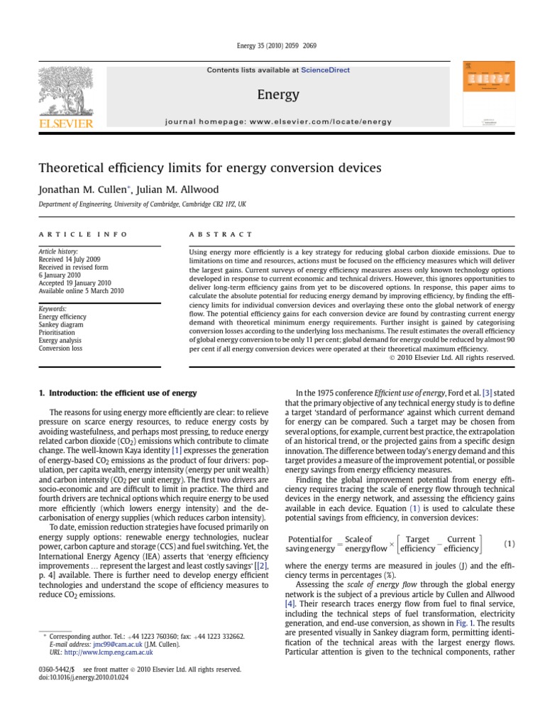 Theoretical Efficiency Limits | PDF | Exergy | Engines