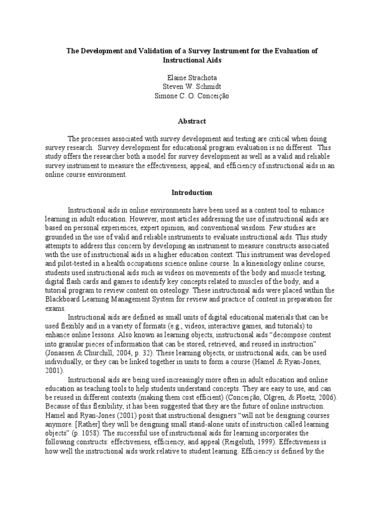 The Development and Validation of A Survey Instrument | PDF | Survey ...
