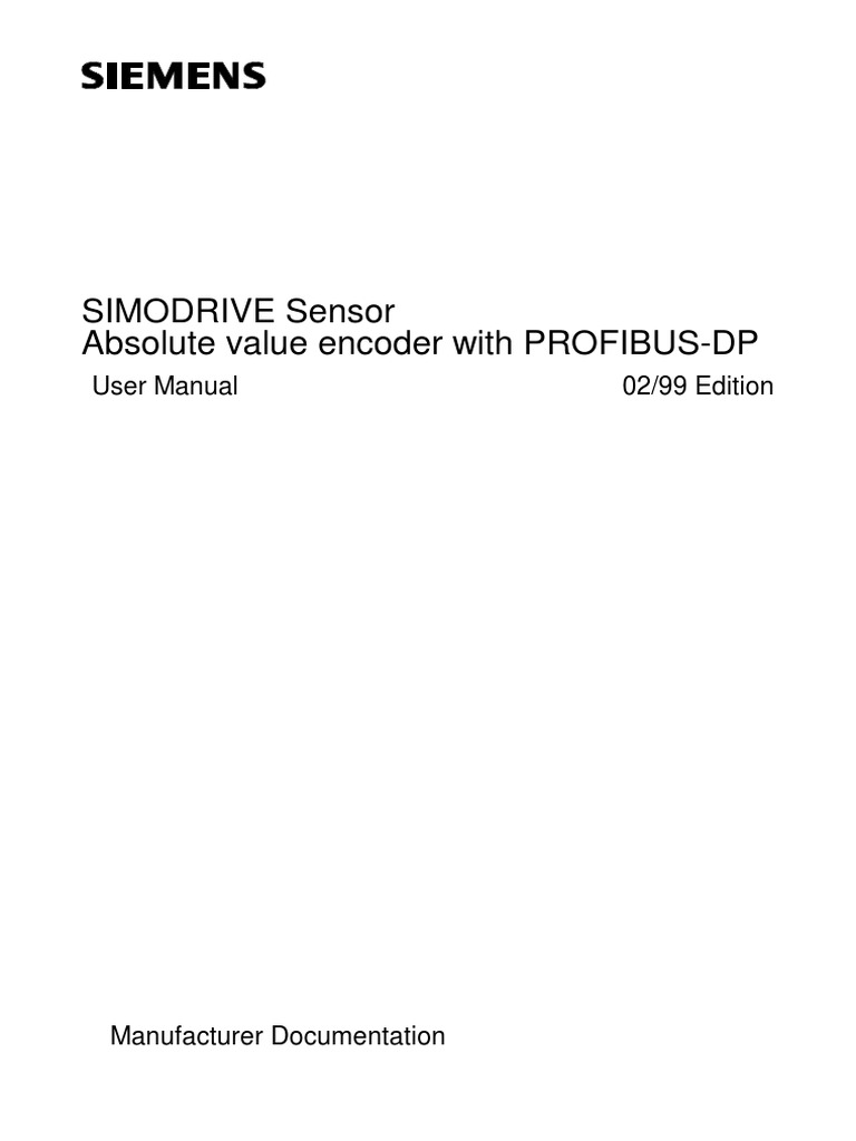 Simodrive Sensor User Manual Absolute Value Encoder With Pro | PDF ...