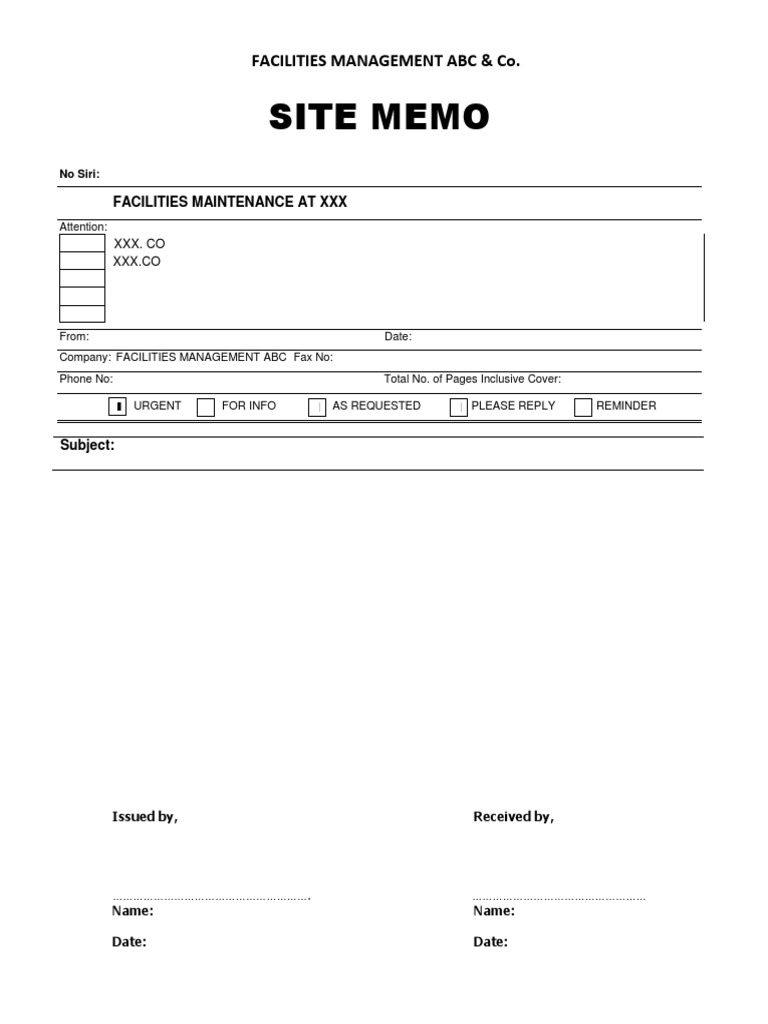 Site Memo: Facilities Management Abc & Co | PDF | Law