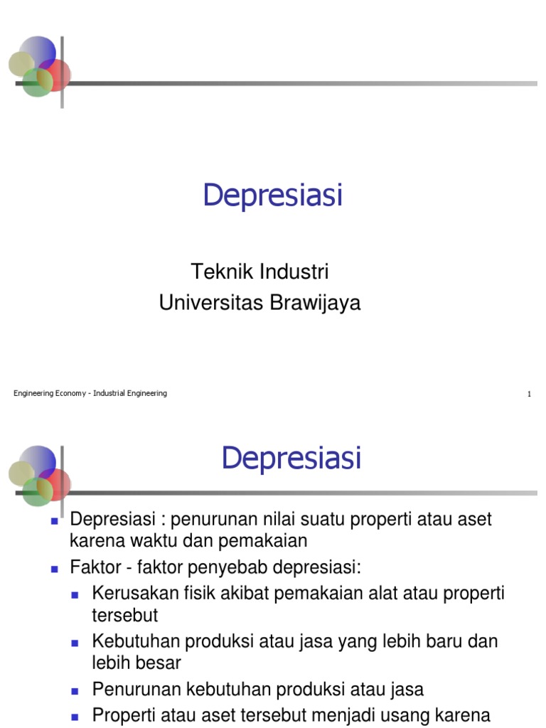 Ekonomi Teknik 10 - Depresiasi | PDF | Metode & Bahan Ajar