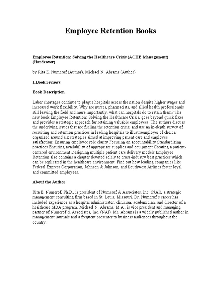 Employee Retention Books | PDF | Employee Retention | Employment