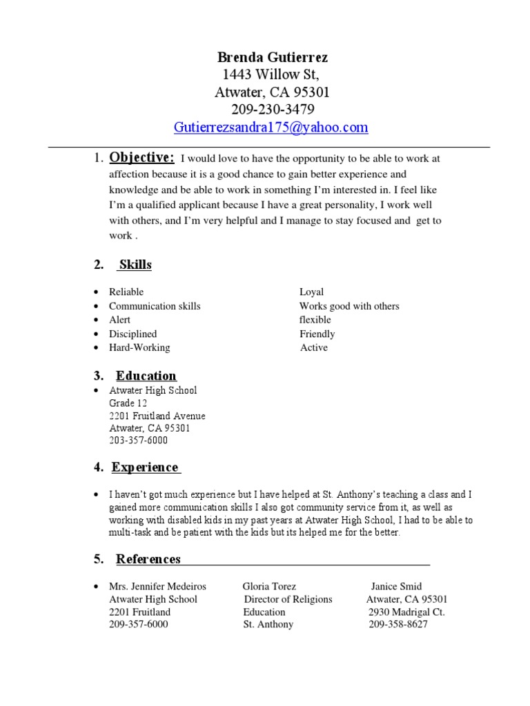 Brendas Resume For Affection | PDF | Wellness