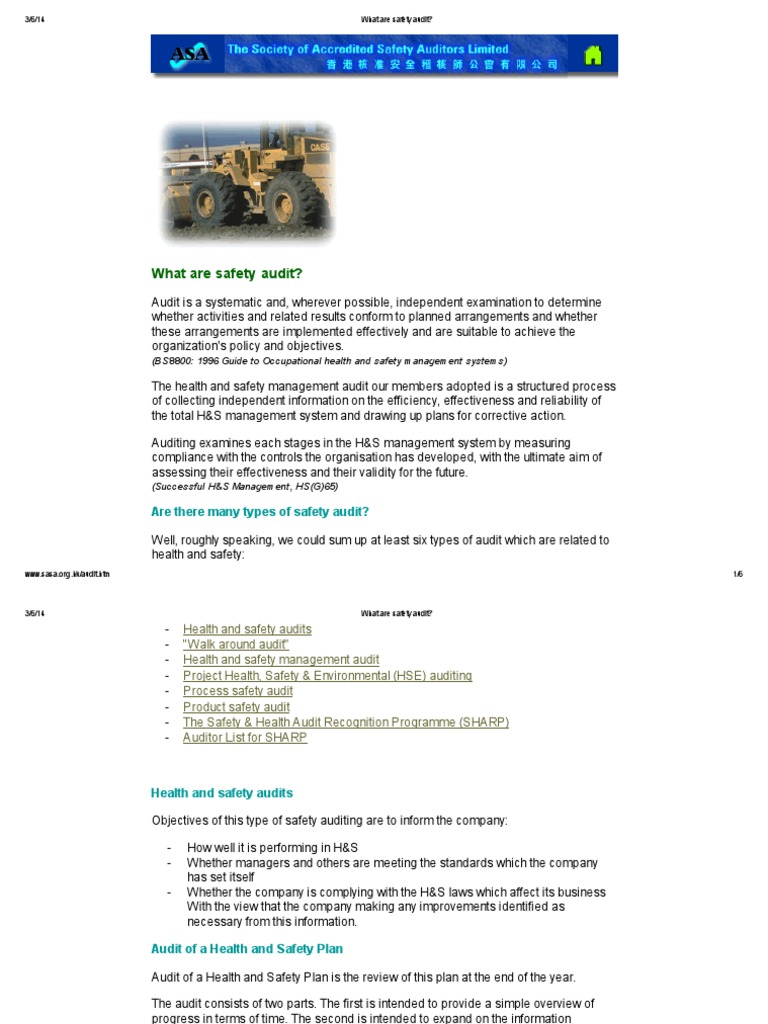 An Overview of Safety Audit Types: A Discussion of Health and Safety ...