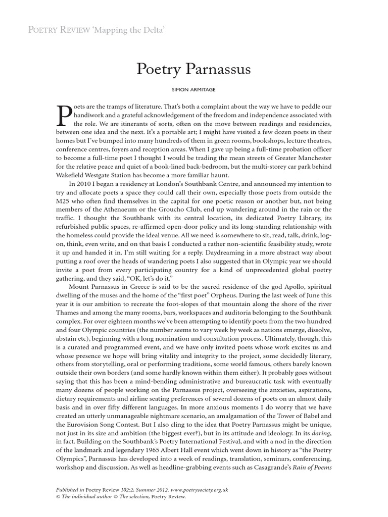 1022 Armitage Poetry Parnassus | PDF | Poetry