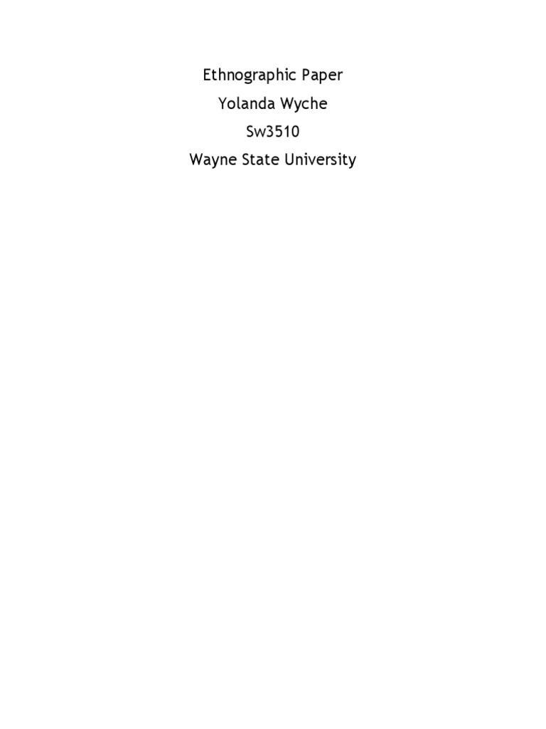 Ethnographic Paper | PDF | Intellectual Disability | Detroit