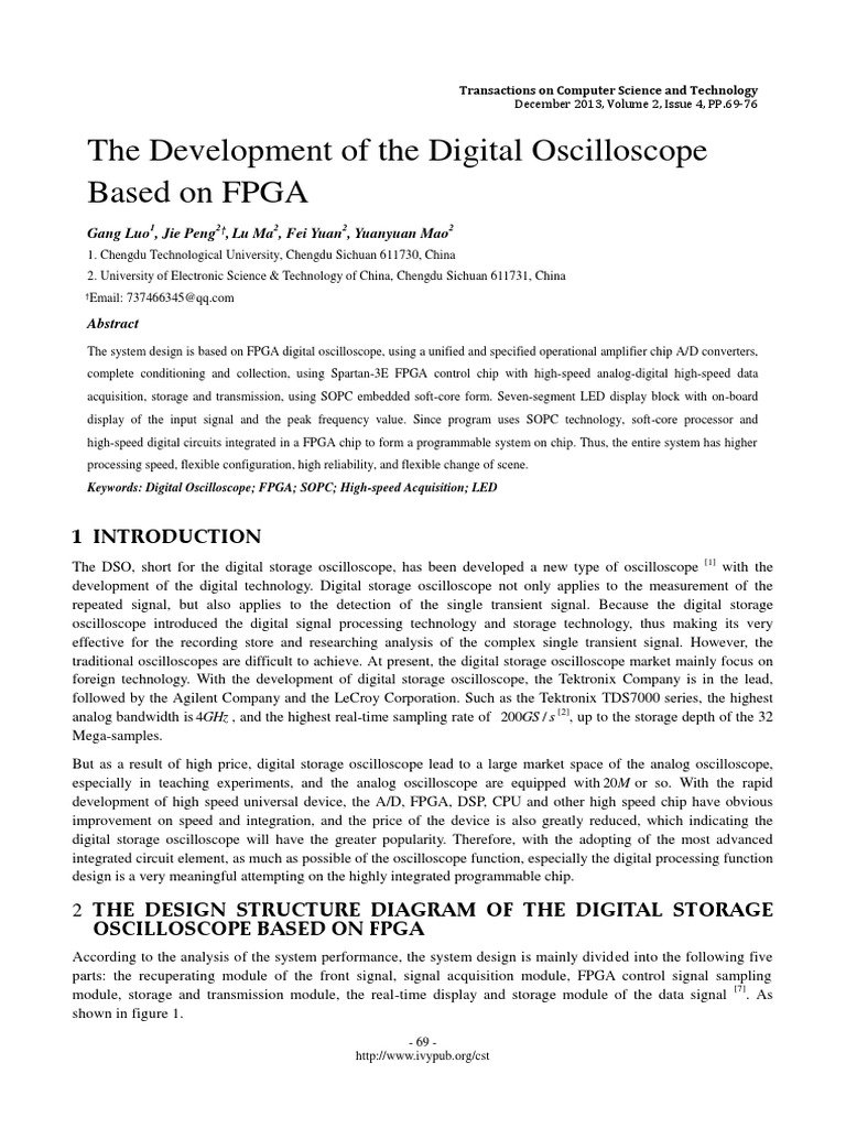 The Development of The Digital Oscilloscope Based On FPGA PDF | PDF ...