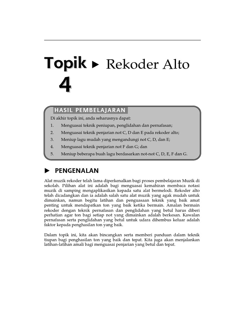 Teknik Penjarian Rekoder Alto | PDF