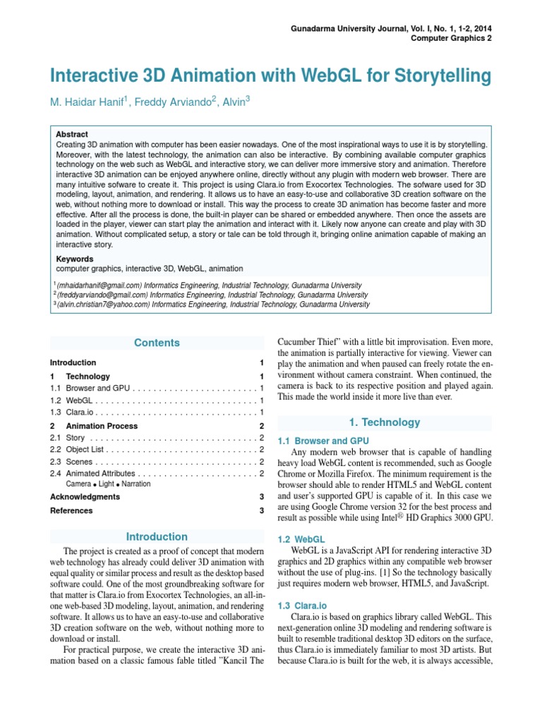 Interactive 3D Animation With WebGL For Storytelling | PDF | Web Gl | 3 ...