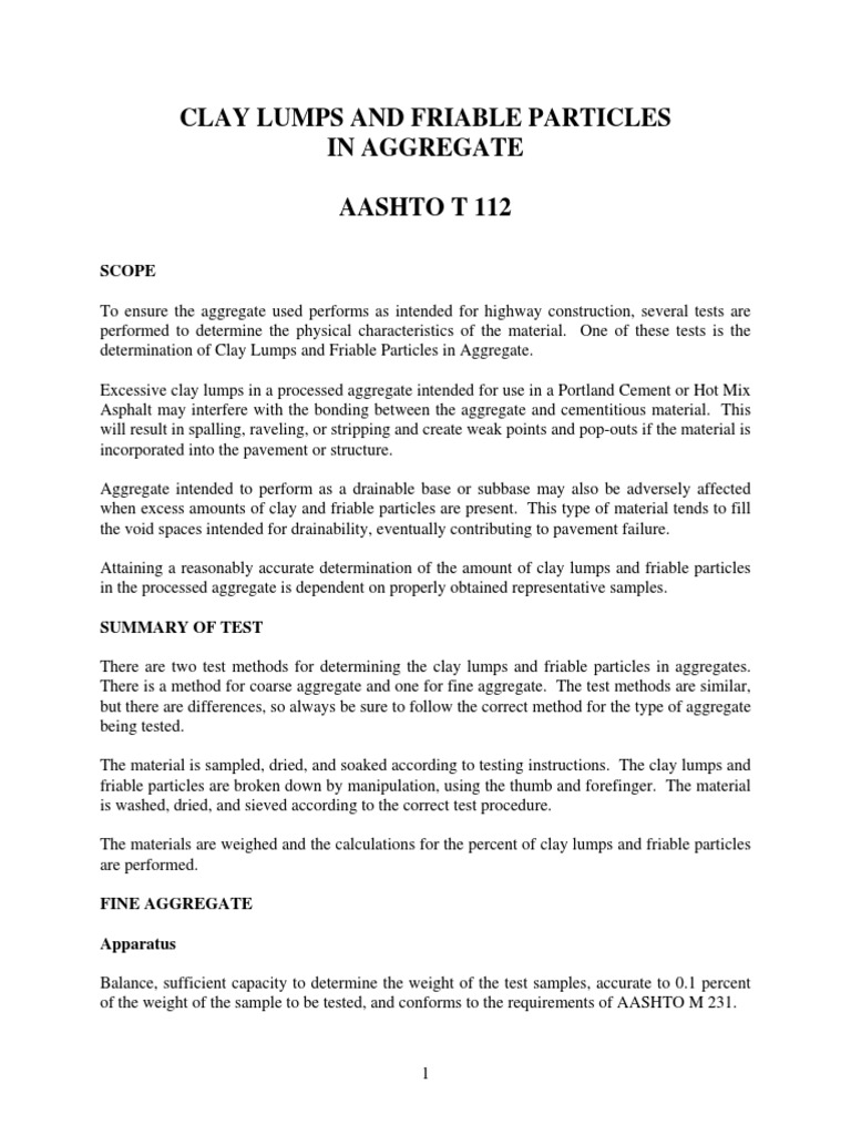 AASHTO T112 | Construction Aggregate | Road Surface