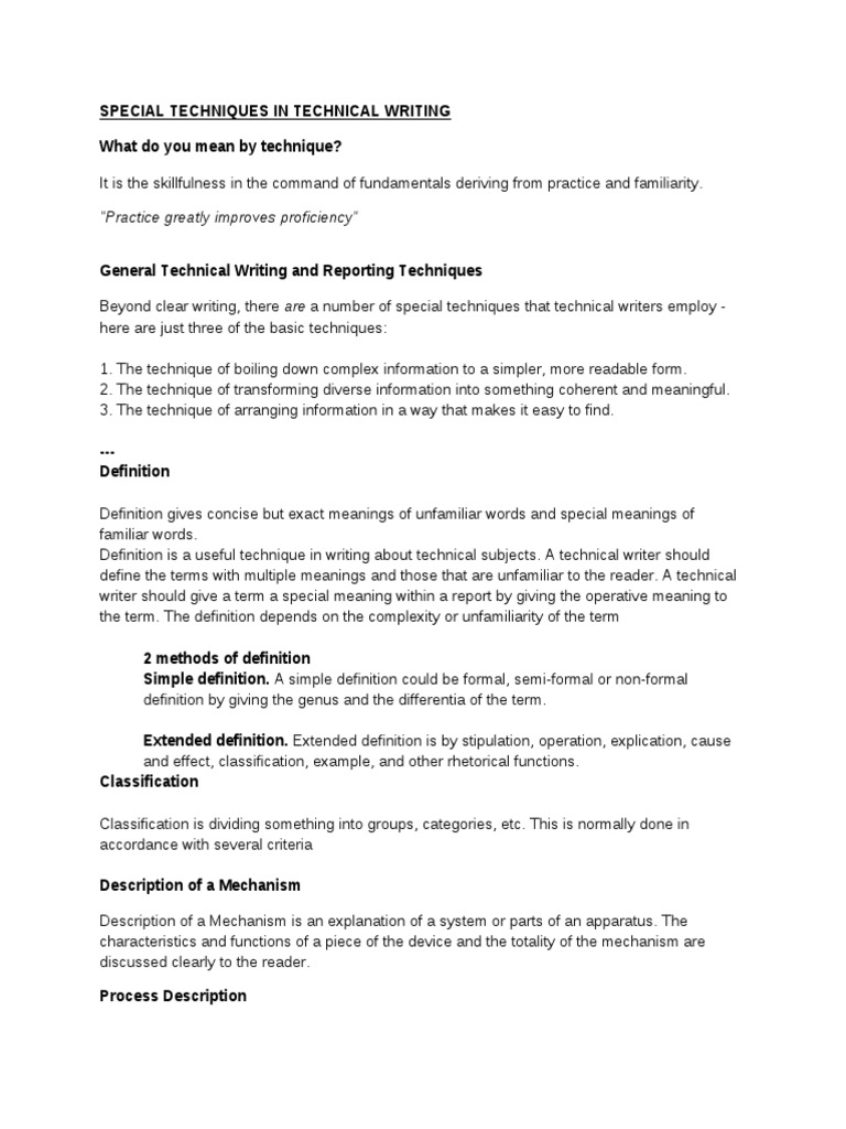 Special Techniques in Technical Writing | PDF | Causality | Definition