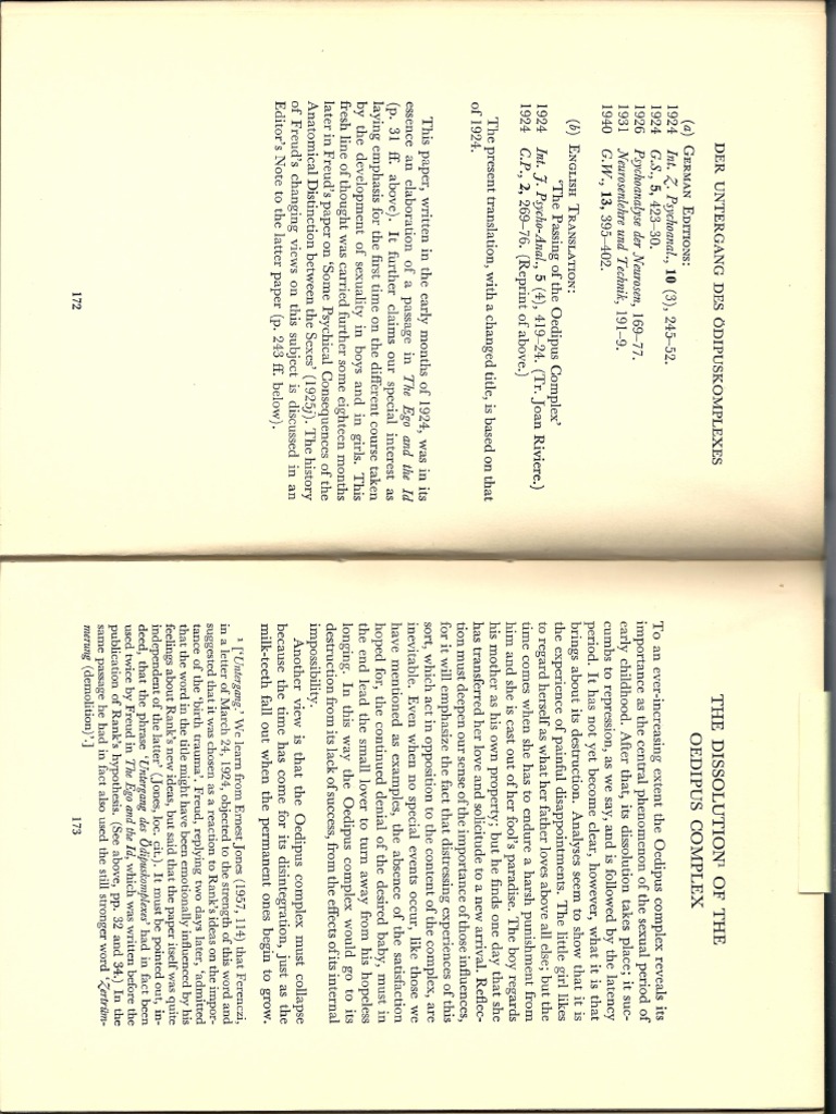 Freud, Dissolution of The Oedipus Complex | PDF | Narcissism ...