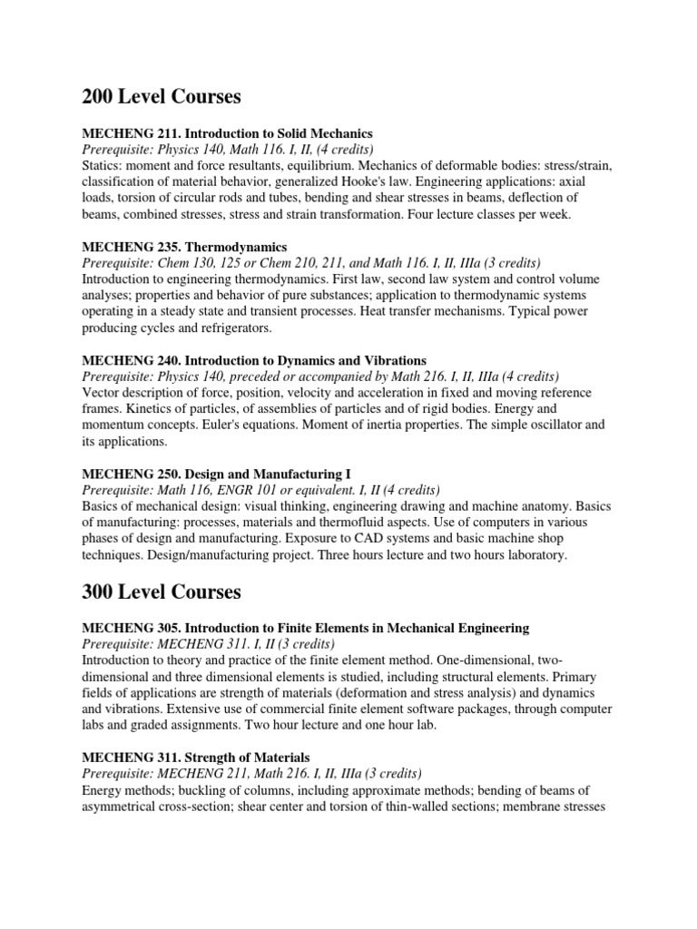 Mechanical Engineering Course Overview | PDF | Fluid Dynamics | Heat ...