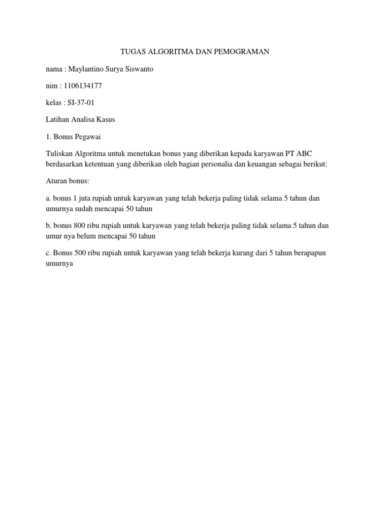 Tugas Algoritma Dan Pemograman2 | PDF | Metode & Bahan Ajar