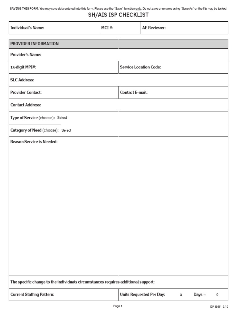 Sh Ais Isp Checklist Form Dp 1035 | Educational Assessment ...