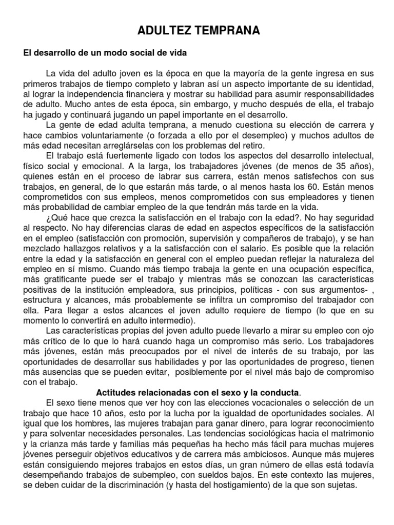 Adultez Temprana e Intermedia | PDF | Menopausia | Adultos