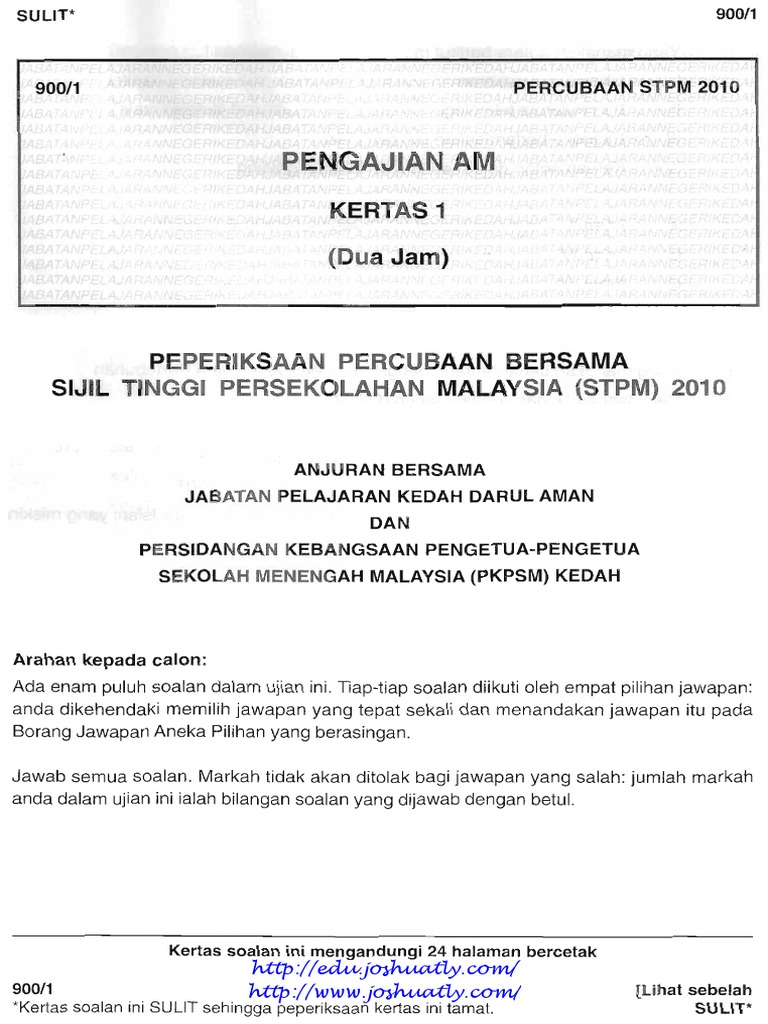 Pengajian Am Kedah STPM 2010 | PDF