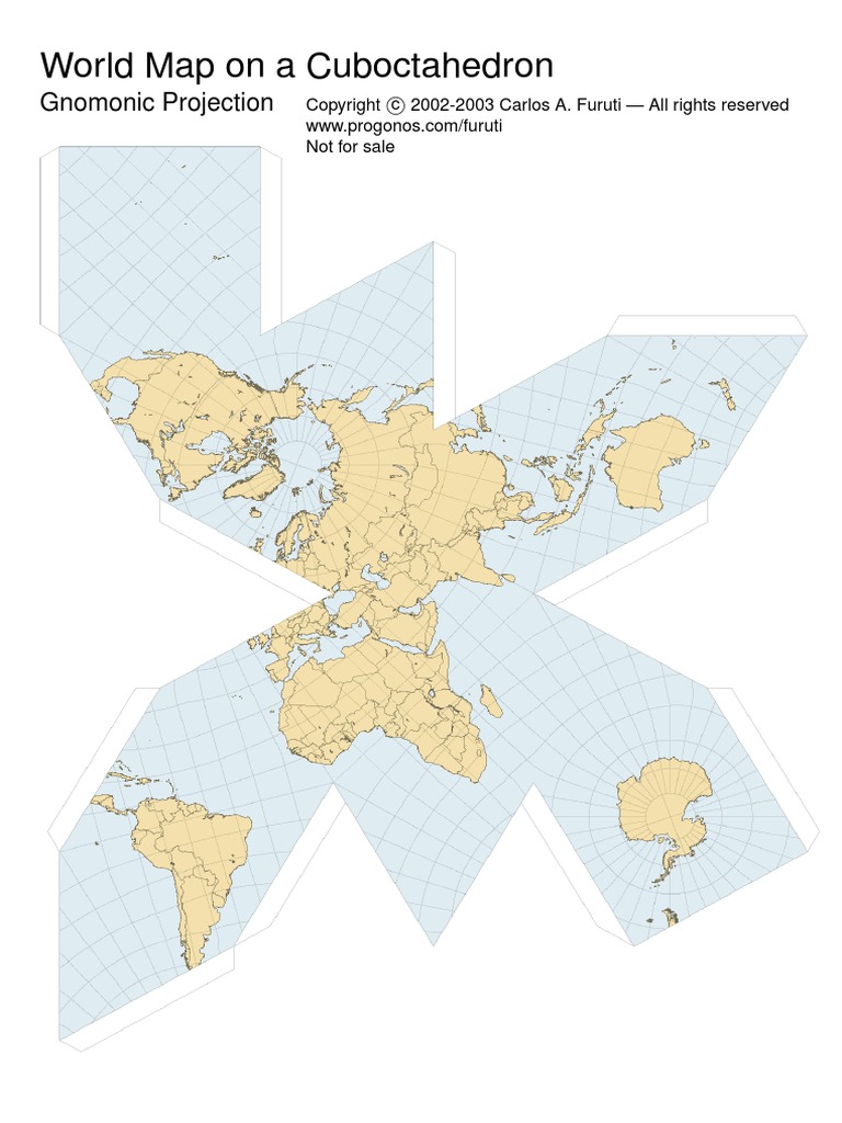 World Map On A Cuboctahedron: Gnomonic Projection | PDF | Young Adult