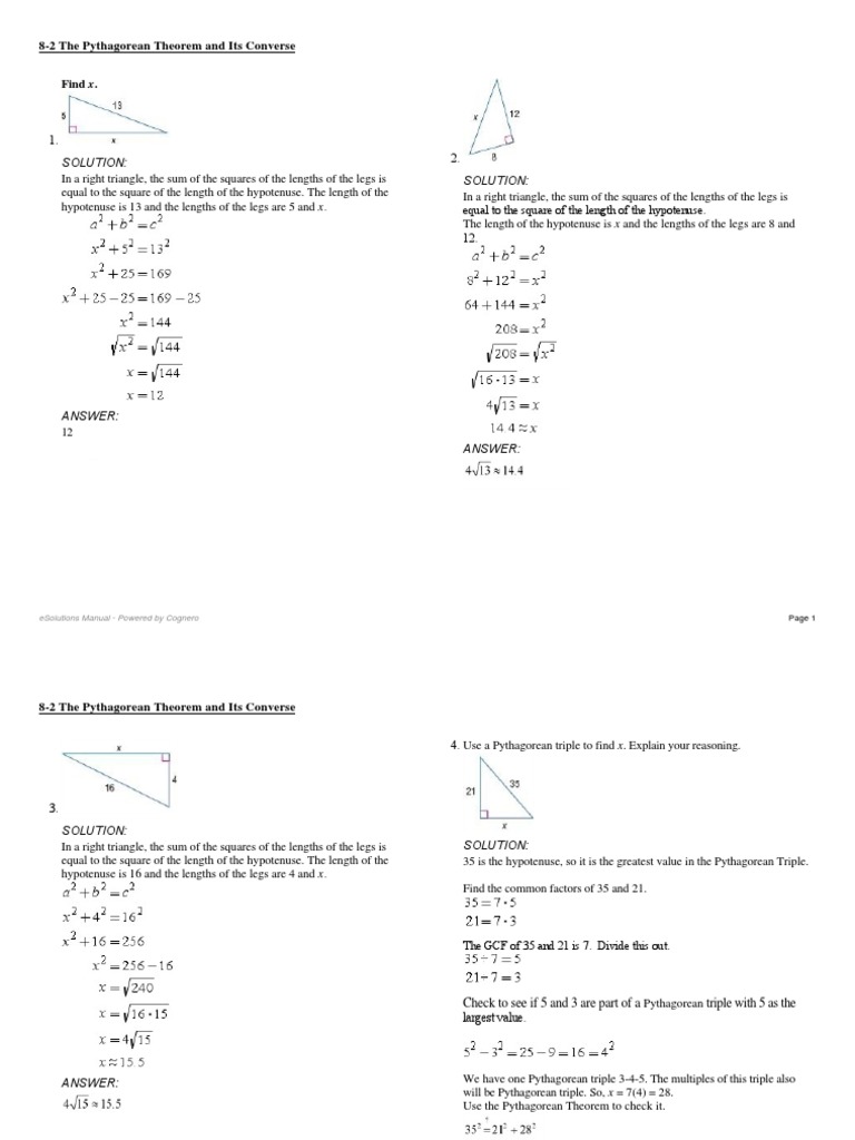 Pythagorean Theorem and Its Converse | PDF | Triangle | Euclid