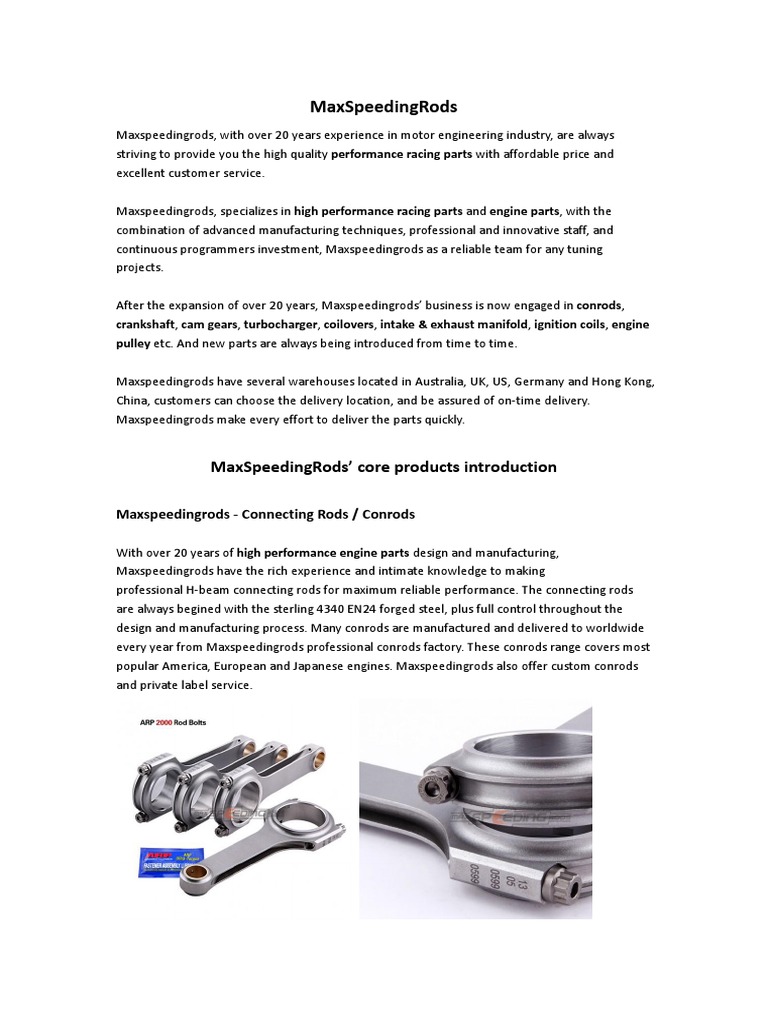 Max Speeding Rods | Turbocharger | Engines