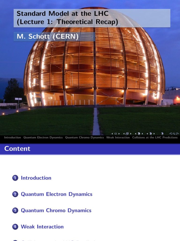 Standard Model at The LHC (Lecture 1: Theoretical Recap) : M. Schott ...
