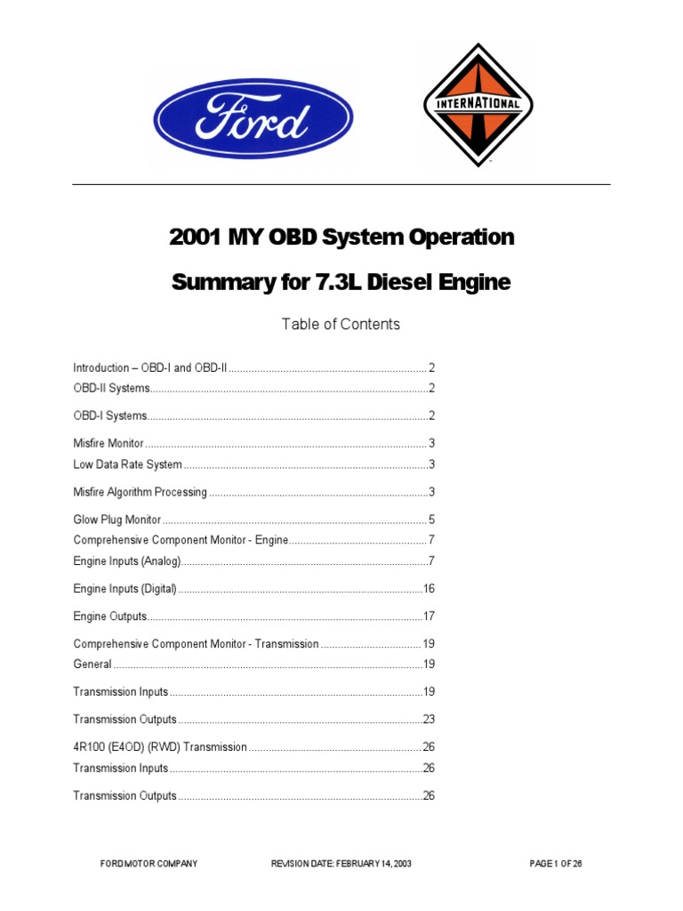 OEM Ford 7.3 Litre Diesel OBD II Diagnostics | PDF | Transmission ...