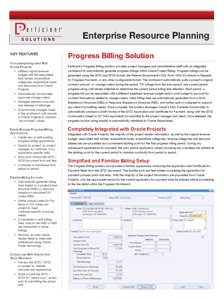 Progress Billing | Invoice | Oracle Corporation