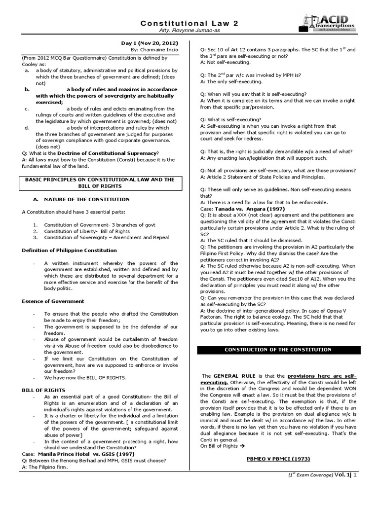 Consti 2 First Exam Coverage | PDF | Search And Seizure | Constitution