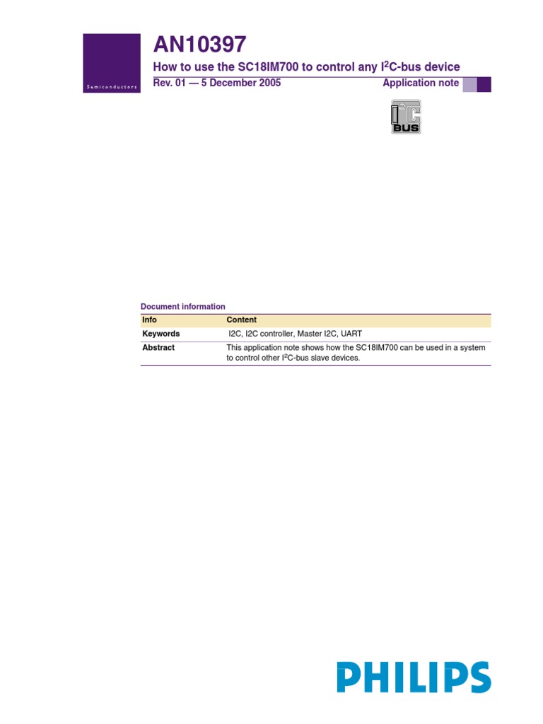 How To Use The SC18IM700 To Control Any I2 | PDF | Input/Output | Light ...