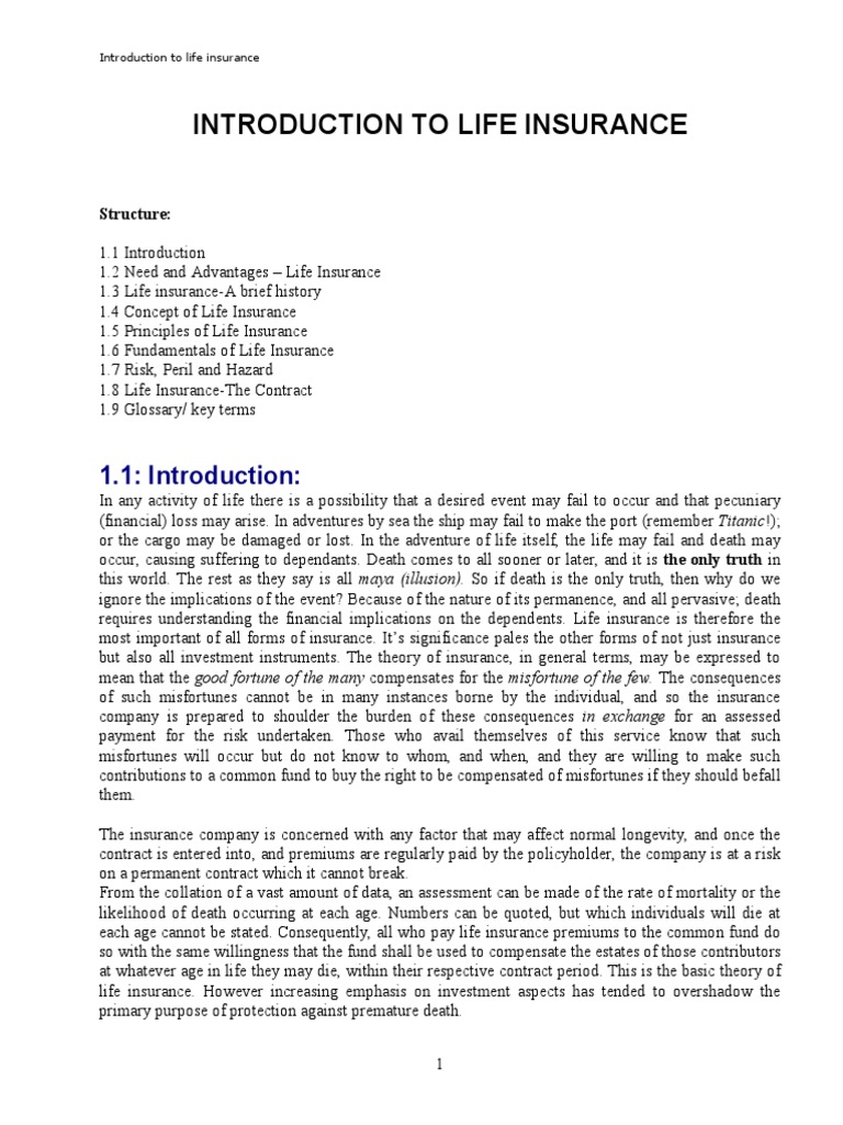 Introduction of Life Insurance | Download Free PDF | Life Insurance ...