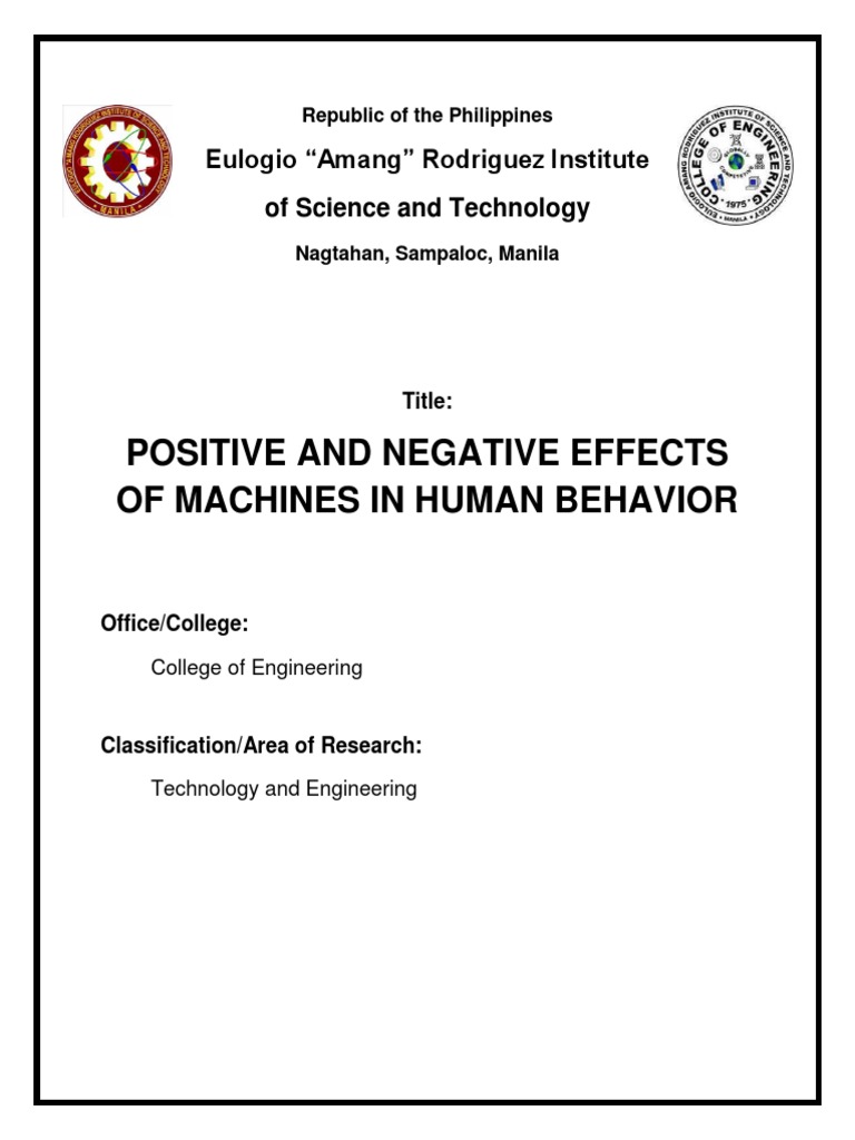 Positive and Negative Effects of Machines in Human Behavior | PDF ...