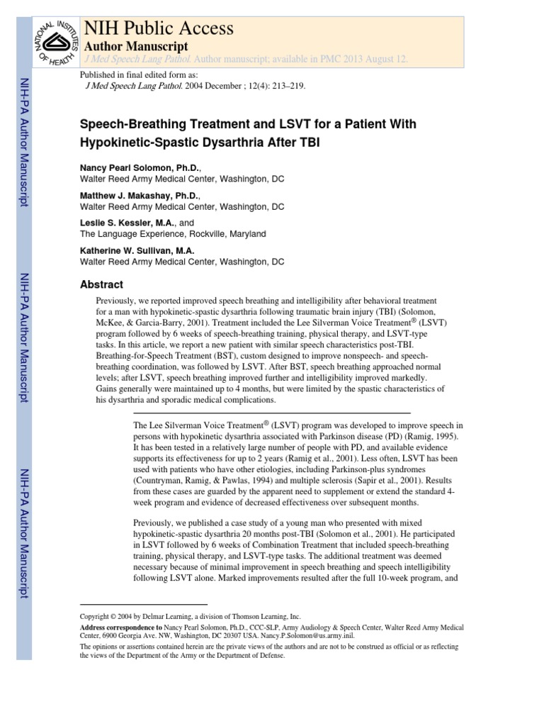 Intervention Dysarthria 3 | PDF | Traumatic Brain Injury | Speech ...
