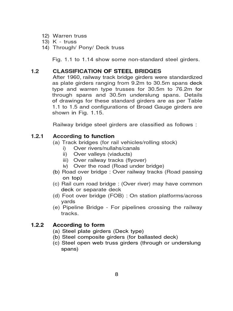 Classification and Design Standards of Steel Railway Bridges in India ...