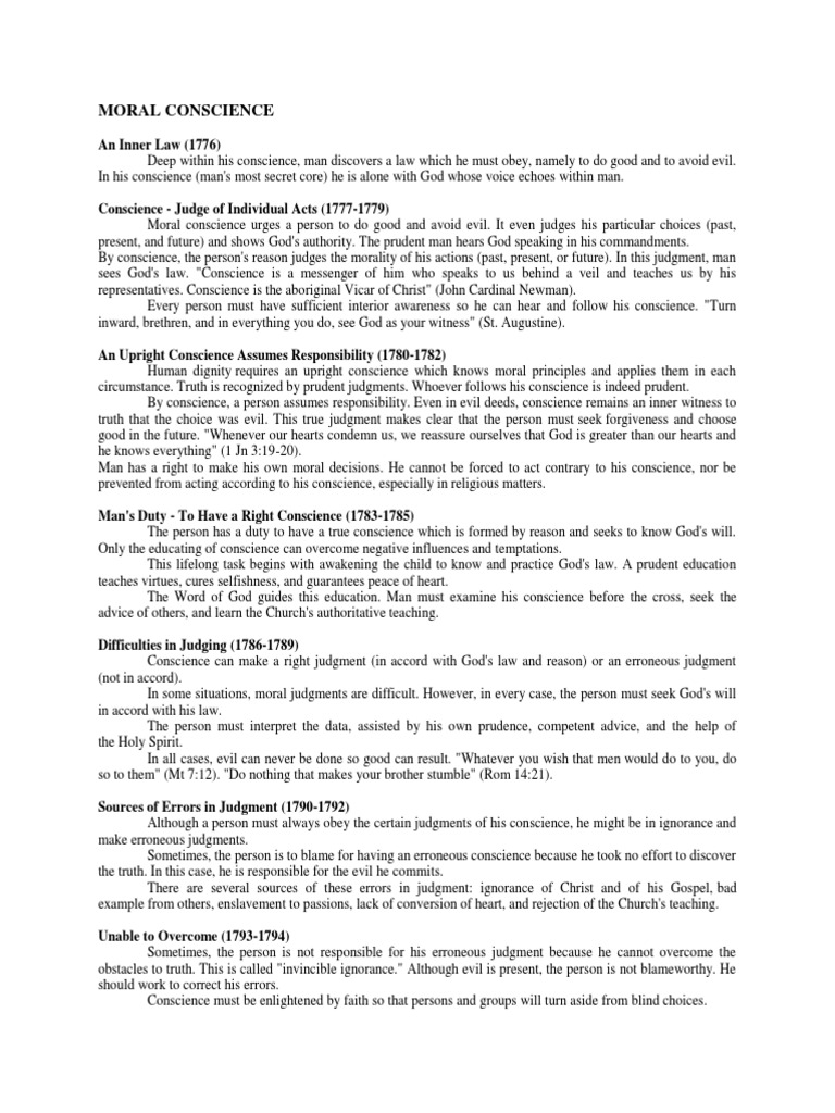 Christian Morality | PDF | Conscience | Intention