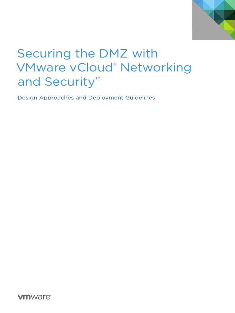 Vcloud Networking Security DMZ Design Deployment Guide | PDF | Virtual Machine | Computer Network