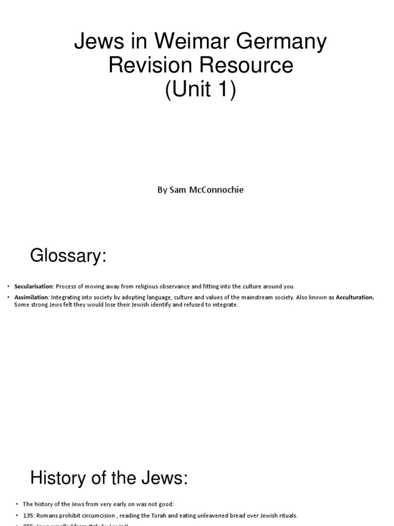 Jews in Weimar Germany Revision Resource | PDF | History Of The Jews In ...