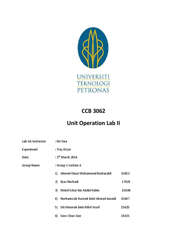 Tray Dryer - Lab Report | PDF | Humidity | Atmosphere Of Earth