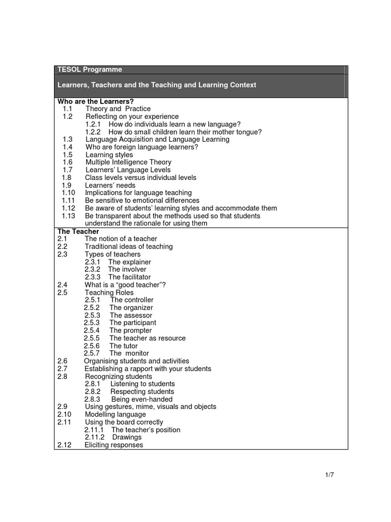 TESOL Program | PDF | Educational Assessment | Language Education