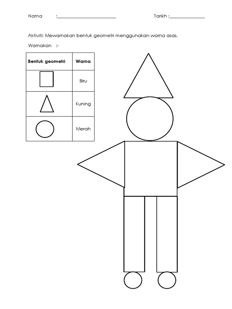 Mewarnakan Bentuk Geometri Menggunakan Warna Asas | PDF