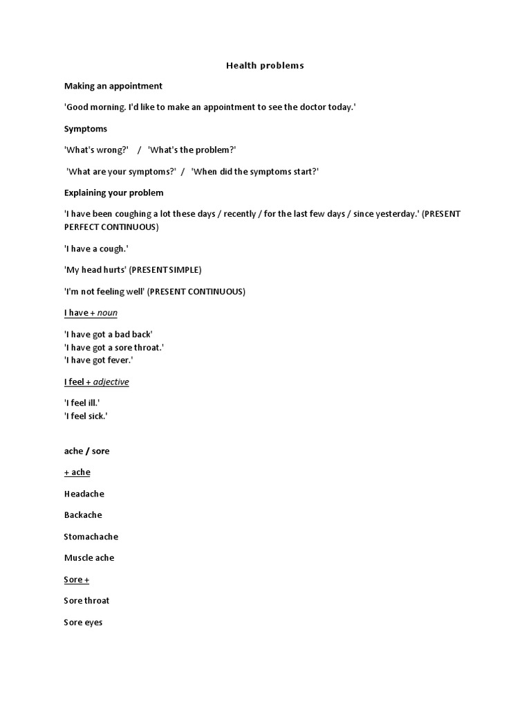 How To Talk About Health Problems | PDF | Blood Type | Dieting