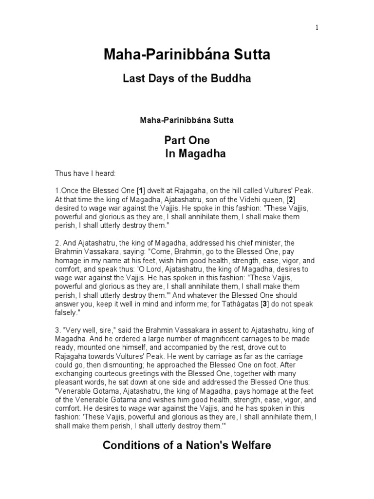 Maha-Parinibbána Sutta Overview | PDF | Religious Belief And Doctrine ...