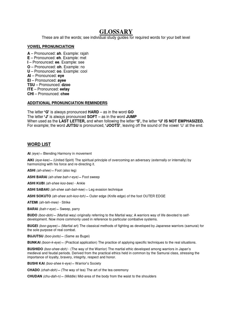 Martial Arts Pronunciation Guide | PDF | Combat | Individual Sports
