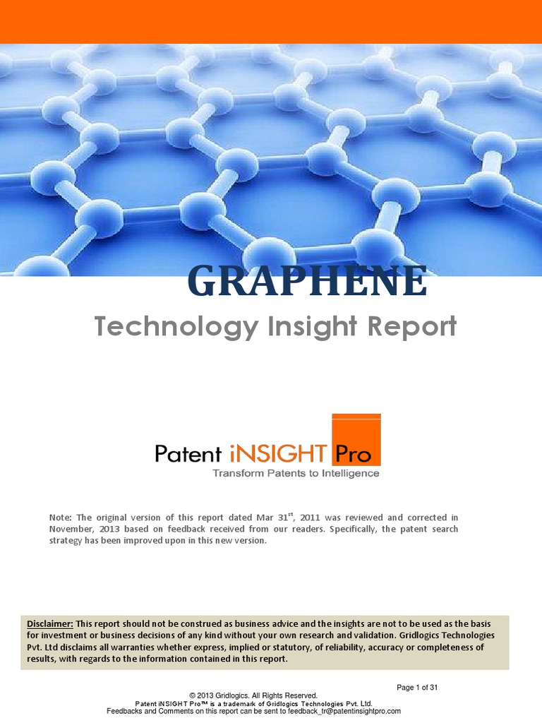 Graphene Patent Search and Analysis Report | PDF | Graphene | Carbon