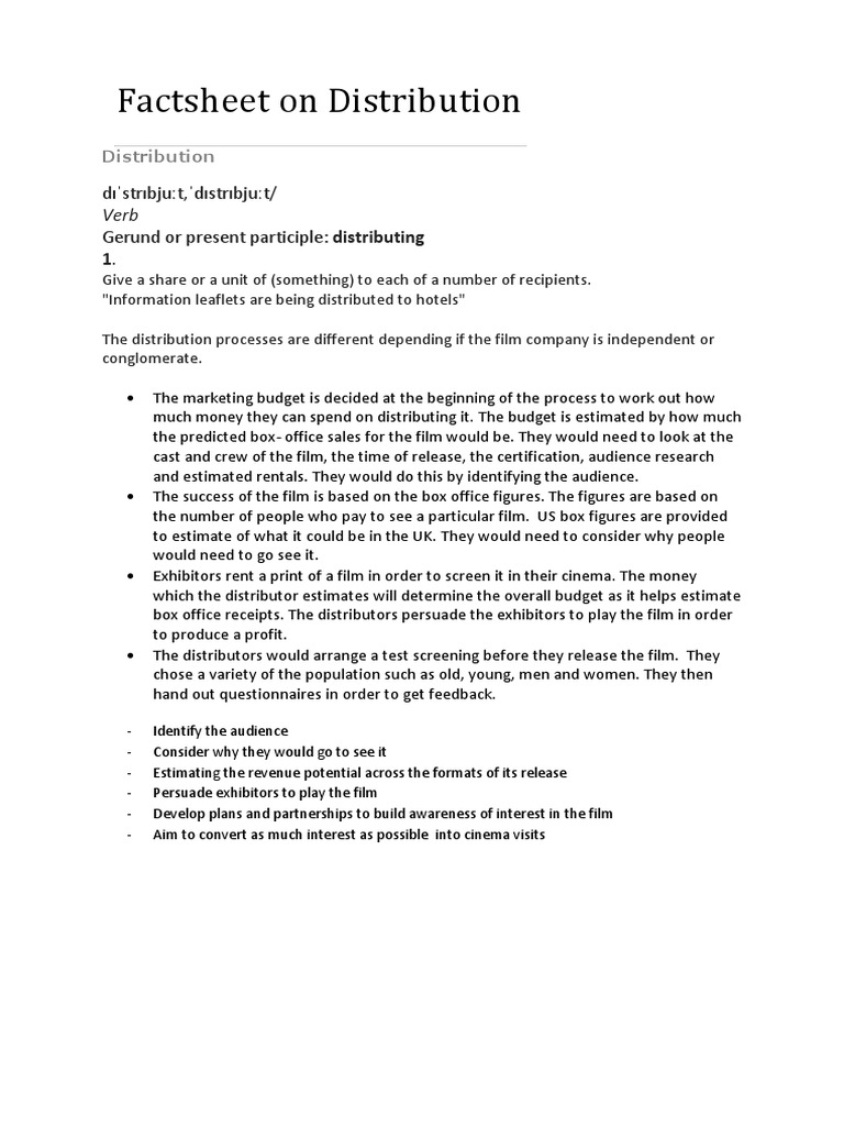 Factsheet On Distribution | PDF