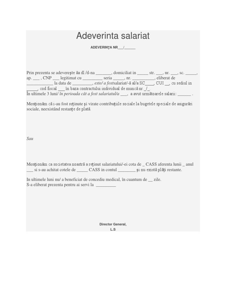 Model Adeverinta Salariat Pentru Medic 2020 Adeverint